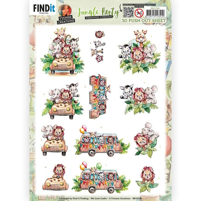 3D push-out kuva-arkki Jungle Party - Jeep |Askarteluliike Taitava